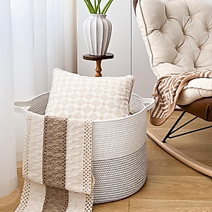 INDRESSME XXXLarge Cotton Rope Basket Woven Baby Basket set of 2