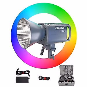 Aputure Amaran 300c Photography Lighting, 300W Full Color RGBWW, Bowens Mount Continuous LED Video Lighting, 26,580 lux @ 1m APP Control, CCT 2,500K-7,500K, Gray