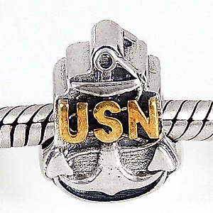 USN Navy Anchor Charm 925 Sterling Silver Gold Plated Charm Sailor Charm Birthday Charm Anniversary Charm for Diy Charms Bracelets