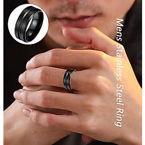 FINZOR 16Pcs Stainless Steel Fidget Band Rings for Men Women Spinner Ring Cool Rings Wedding Promise Band Ring Jewelry Set Size 10