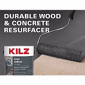 KILZ Over Armor Wood & Concrete Resurfacer, Exterior, Textured, Slate Gray, 1 Gallon