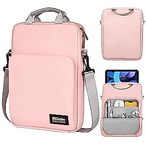 Soulelite 11.6-13.3In Tablet Sleeve Bag Laptop Bag for 2019-2023 ipad, ipad air,ipad pro,Galaxy s8 a7 - Waterproof Oxford Fabric, Adjustable Straps, Multiple Compartments - Pink