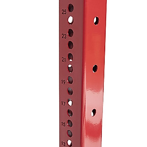 Signature Fitness SF-3 1,500 Pound Capacity 3” x 3” Power Cage Squat Rack, Includes J-Hooks and Safety Straps, Other Optional Accessories, Red