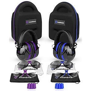 TradeSmart Gun Range Protection Duo Kit - Blue and Purple Shooting Eye and Ear Protection for Women and Men, U.S. Certified