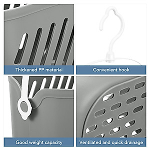 DOITOOL Hanging Shower Caddy Plastic Hanging Shower Basket Portable Kitchen Organizer Storage Basket with Hook for Home Bathroom Kitchen, Grey Plastic Shower Caddy Basket