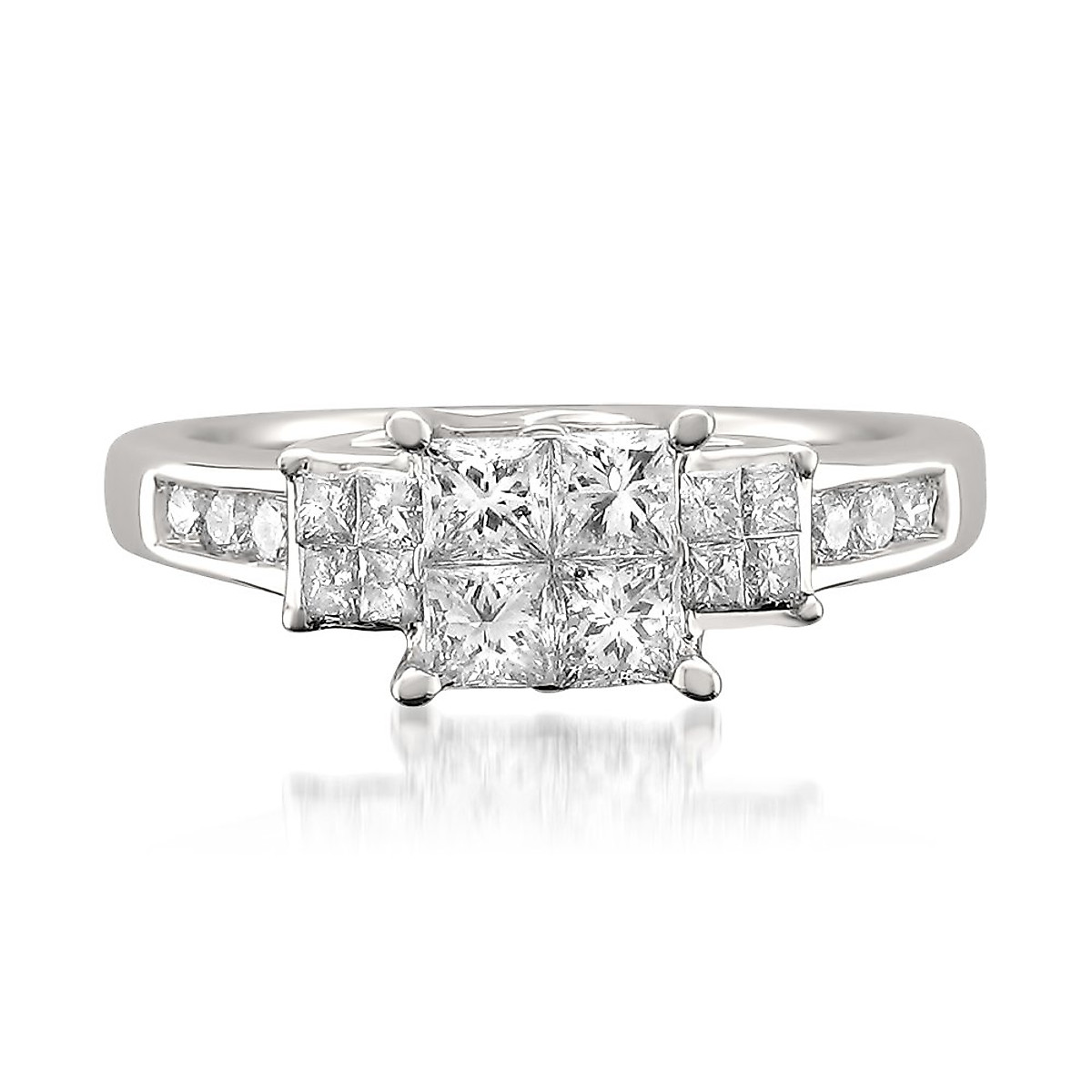 Beyond Brilliance 1.00 Carat Invisible Set Princess & Round Cut Natural Diamond Engagement Ring (H-I, I1-I2) for Women | Fine Jewelry for Her | Gift Box Included