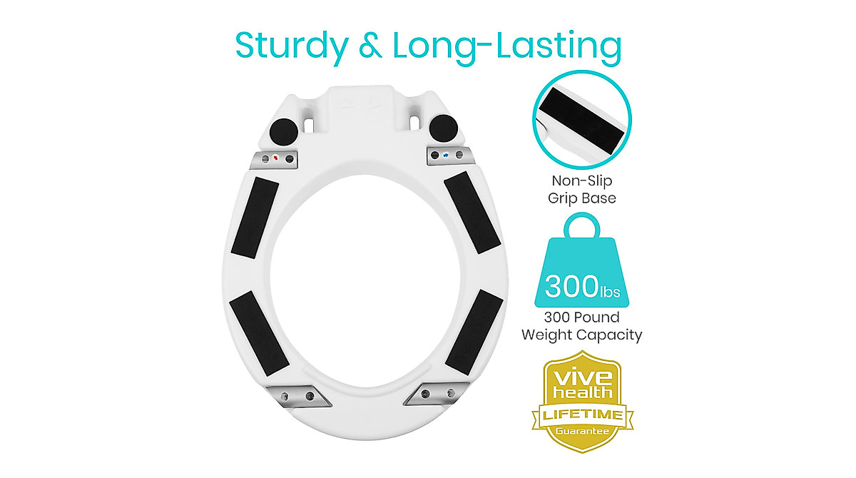 Vive Toilet Seat Risers for Seniors (Raised with Handles) Grab Bar Seat ...