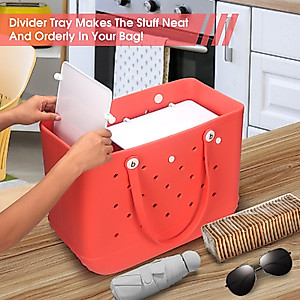 Raymall 2pcs Divider Tray for Bogg Bag, ABS Plastic Beach Bag Divider Tray For Bogg Tote Bags, Divides For Bogg Bag Accessories Inserts Compatible with Original XL Size Bogg Bag Divider Tray (Pink)