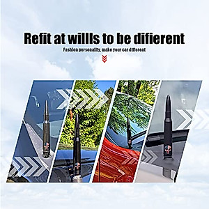 TimNas 1 PC Car Truck Bullet Antenna, Skull American Flag Pattern Antenna for GM Chevy Silverado 1500 2500 3500 HD Avalanche GMC Sierra 1500 2500 3500 Denali Heavy Duty Vehicle Accessories (Black)