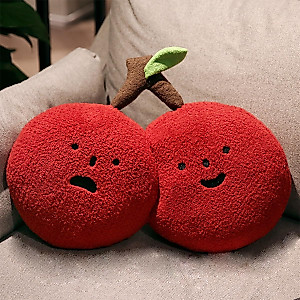Yoholto Cherries Plush Pillow - 15.7 * 13 Inch Fruit Stuffed Animal- Food Plush Pillow - Christmas Birthday Gift