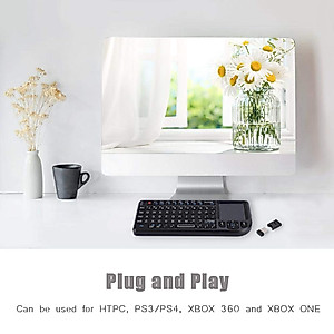 2.4GHz Wireless Touchpad Keyboard, Super Thin&Lightweight Rechargeable Ultra Mini Thin USB Backlit Keyboard, Plug and Play Fits for HTPC, for PS3/4