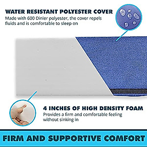 Foamma 4” x 48” x 75” Water Resistant RV Bunk Mattress, Firm High Density Foam, Comfortable and Durable Polyester Cover, Truck, Camper, Travel Trailer, Made in USA!