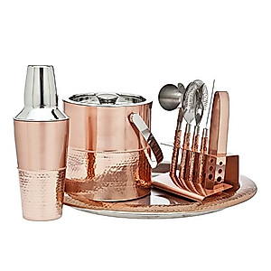 Godinger 9 Piece Barware Set, Copper