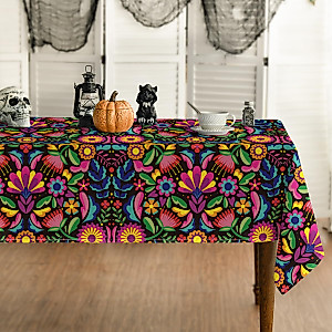 Horaldaily Mexico Tablecloth 60x84 Inch Rectangular, Cinco De Mayo Fiesta Washable Table Cover for Party Picnic Dinner Decor