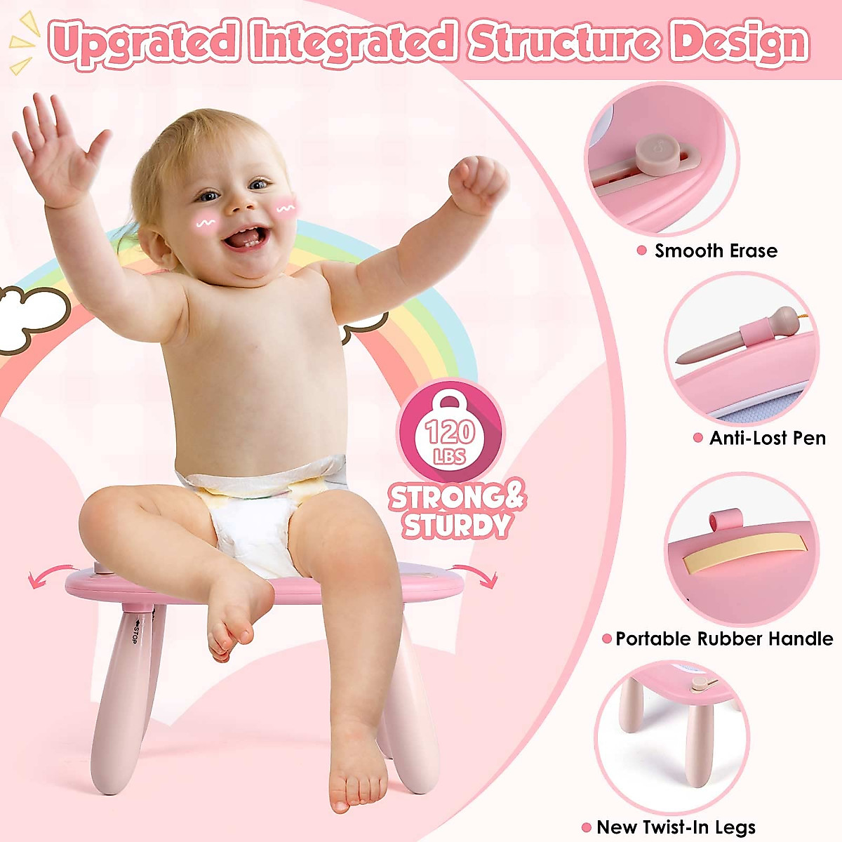 Smasiagon Toddler Toys Age 1-2, Magnetic Drawing Board, Early Learning Doodle Board Writing Painting Sketch Pad, Birthday Christmas Day Gifts for 1 2 3 Year Old (Pink)