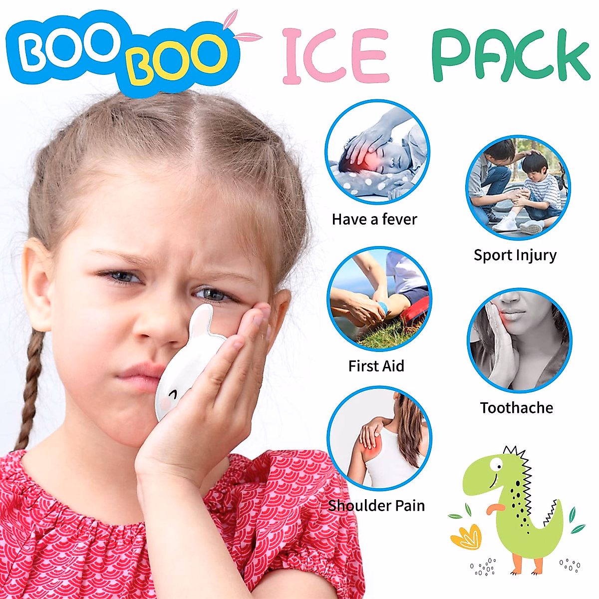 4 PCS Boo Boo Ice Packs, Kids Reusable Gel Ice Pack, Cute Children Gel Ice Pack for Kids Injuries, Kids cute lunch ice pack, Breastfeeding, Wisdom Teeth, Pain Relief, Kids Fever, Headaches(/3.8X3.2in)