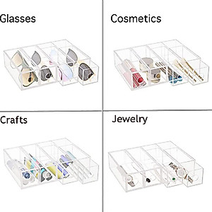 CLUQMEIK Acrylic Sunglasses Organizer with 4 Lid Drawer Organizer Rectang Supplies for Bathroom, Dorm, Desk, Countertop, Office (Transparent)