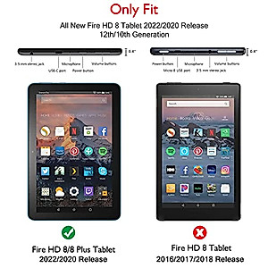 Fire HD 8 Tablet Case,Kindle Fire 8 Case,Fire Tablet 8 Case Kids(12th/10th Generation,2022/2020 Release),DiHines Kid-Proof Case for Amazon Fire HD 8 Plus Tablet, Blue