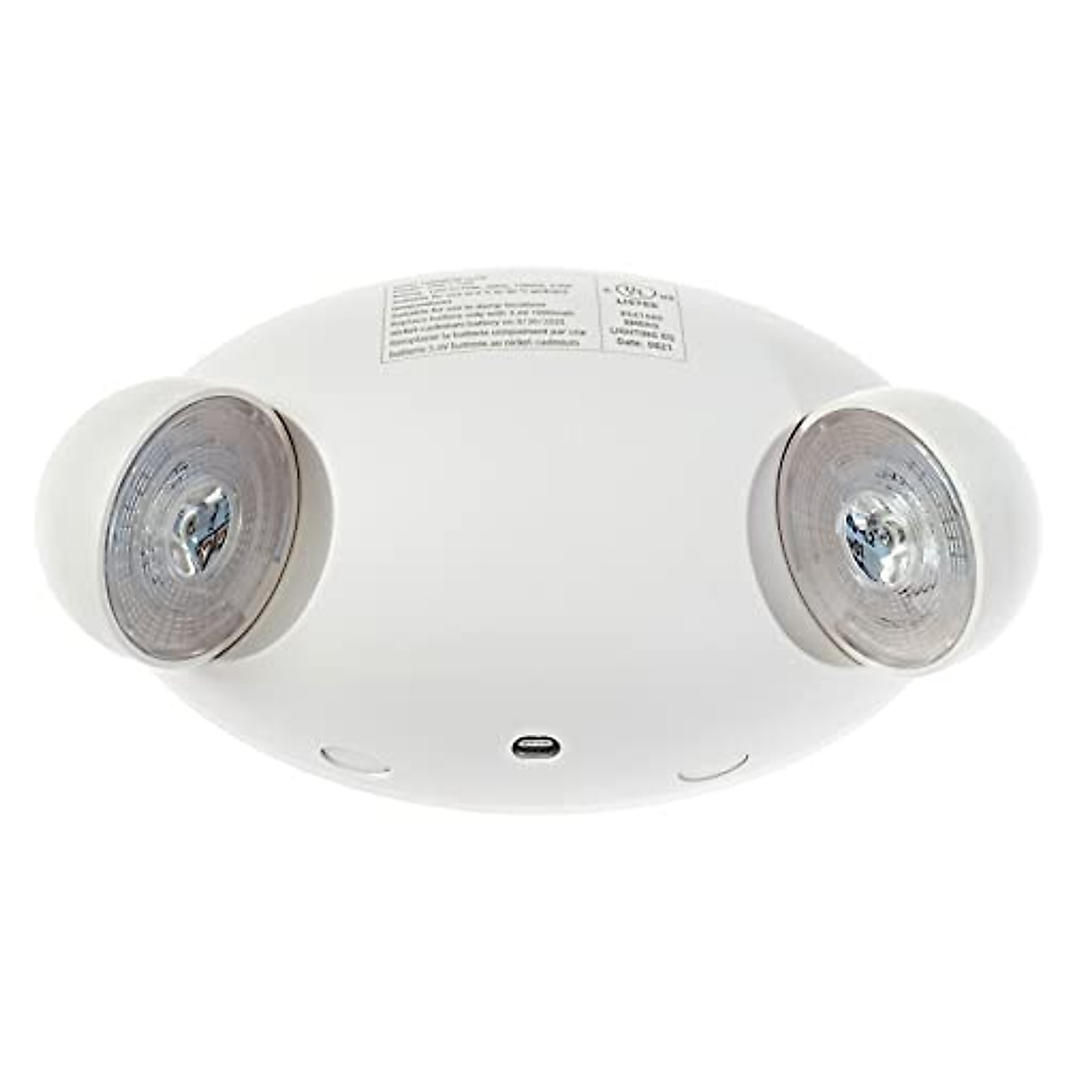 Ciata Lighting Round Head Emergency Wall Light with Battery Back-up, 120-277V, Two Head Adjustable Emergency Lighting Commercial, for Home in White Finish