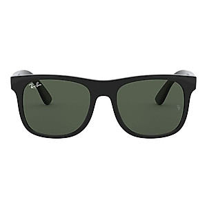 Ray-Ban Junior Kids' RJ9069S Justin Square Sunglasses, Black/Dark Green, 48 mm