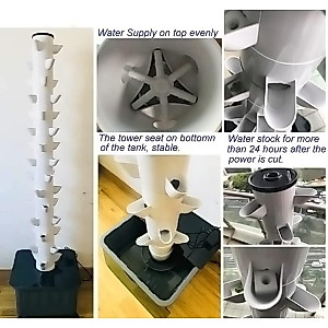 Hydroponic Tower, Aquaponic Culture System 45 Holes Net Pots Aeroponic Kit 15 Layers for Herbs, Fruits and Vegetables with Hydrating Pump, Adapter
