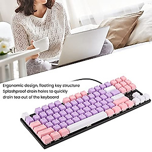 Zyyini Red Switch Mechanical Keyboard, 87 Key 26 RGB Backlit Ergonomic USB Wired Compact PC Keyboard Waterproof Mechanical Gaming Keyboard for Win Laptop PC Gamer(Pink White)