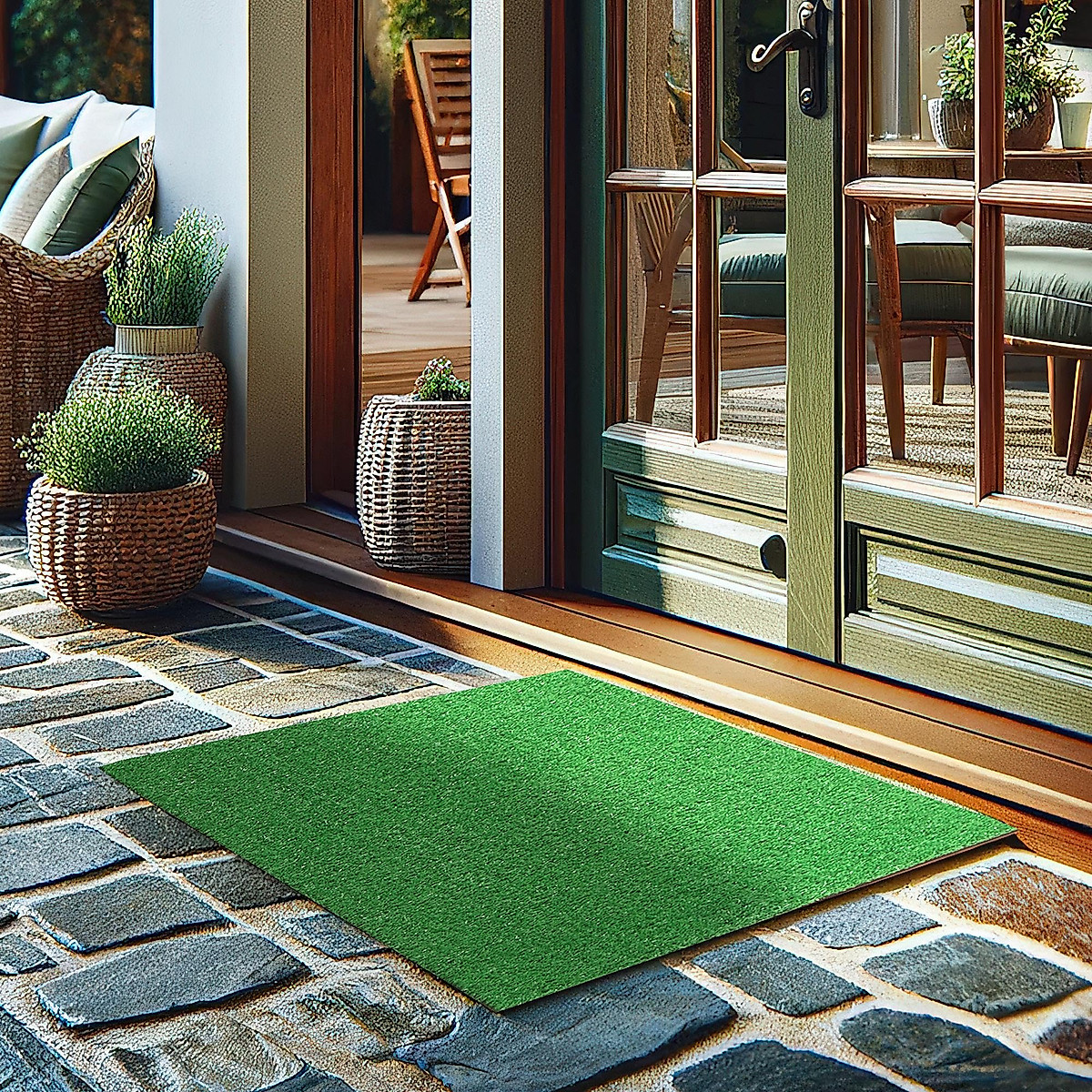 Ottomanson Artificial Grass Turf 22" x 30" Indoor Outdoor Faux Grass Rug with Drainage Holes, Customizable with Extra Long Size Options, Perfect for Patio Lawn Balcony Weddings Photoshoot Backdrop