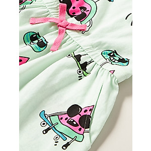 Amazon Essentials Toddler Girls' Knit Short-Sleeve Cinch-Waist Dresses (Previously Spotted Zebra), Pack of 2, Pink Watermelon, 4T