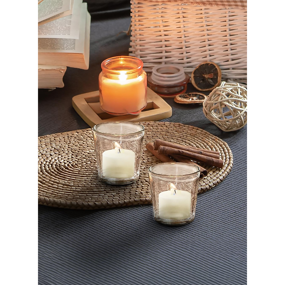 Serene Spaces Living 10-Hour Ivory Votive Candle, Unscented, Long-Burning Tea Light Candles for Weddings, Parties, Events, Restaurants & Bars, Set of 36