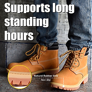 Jacata Work Boots For Men Steel/Soft Toe Non Slip Rubber Sole Resistant Utility Oil Mens Industrial Construction Boots(Wheat Size 11)