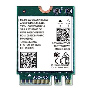 NETELY 802.11AX WiFi 6 AX200NGW MGFF M2 Interface WiFi Adapter with Bluetooth 5.0, WiFi 6 3000Mbps Speed, 2.4GHz 574Mbps & 5GHz 2400Mbps, Intel WiFi 6 AX200NGW WiFi Card (WiFi 6 AX200NGW)