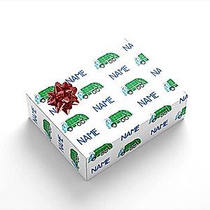 TYYMNDWP Personalized Wrapping Paper with Name Garbage Truck Wrapping Paper for Birthday Boy Christmas Valentine's Day Wedding Holiday Gift Wrap Funny Wrapping Paper Roll 58"x 23"