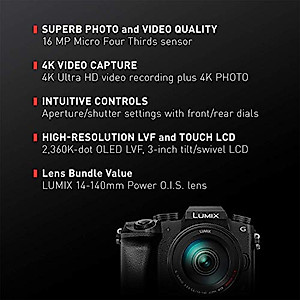 Panasonic LUMIX G7 Mirrorless Camera with 14-140mm Lens (Renewed)