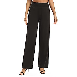 Urban CoCo Women's Solid Wide Leg Palazzo Lounge Pants Casual Straight Leg High Waist Stretch Pants (Black, XL)