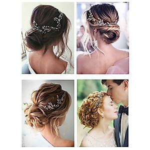 EARENT Bride Wedding Crystal Hair Vine Bridal Long Headband Wedding Hair Piece Rhinestone Hair Accessories for Women and Girls (Silver)