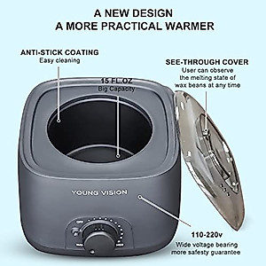 Wax Warmer Home Waxing Kit for Women, YOUNG VISION Pot Wax Beads Heater for Eyebrow, Bikini, Brazilian Hair Removal, 110-220V Professional Waxing Machine with Hard Wax Beans Kit, Cera Para Depilar…