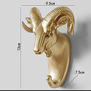 Animal Head Key Hooks Decorative for Wall Creative Resin Hook Hanger (Pack 6) Animal Shaped Coat Hat Hook Wall Hanging Wall Hook Decorative Gift (Gold)