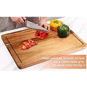 Wood Cutting Boards for Kitchen, 17 x 12 Inch Acacia Wooden Cutting Board, Winnsty Large Wood Chopping Board with Juice Groove and Handles Heavy Duty Charcuterie Board (Large)