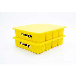 Rectangular Collins Ice Cube Mold with Lid - For Cocktail, Whiskey, Butter and More - BPA Free Silicone - 2 Trays - 4 Large Ice Cubes Per Tray