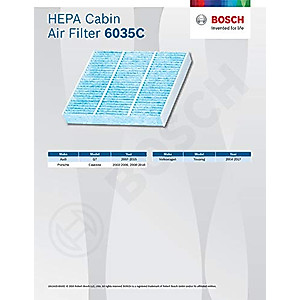 BOSCH 6035C HEPA Cabin Air Filter - Compatible With Select Audi Q7, Porsche Cayenne, Volkswagen Touareg