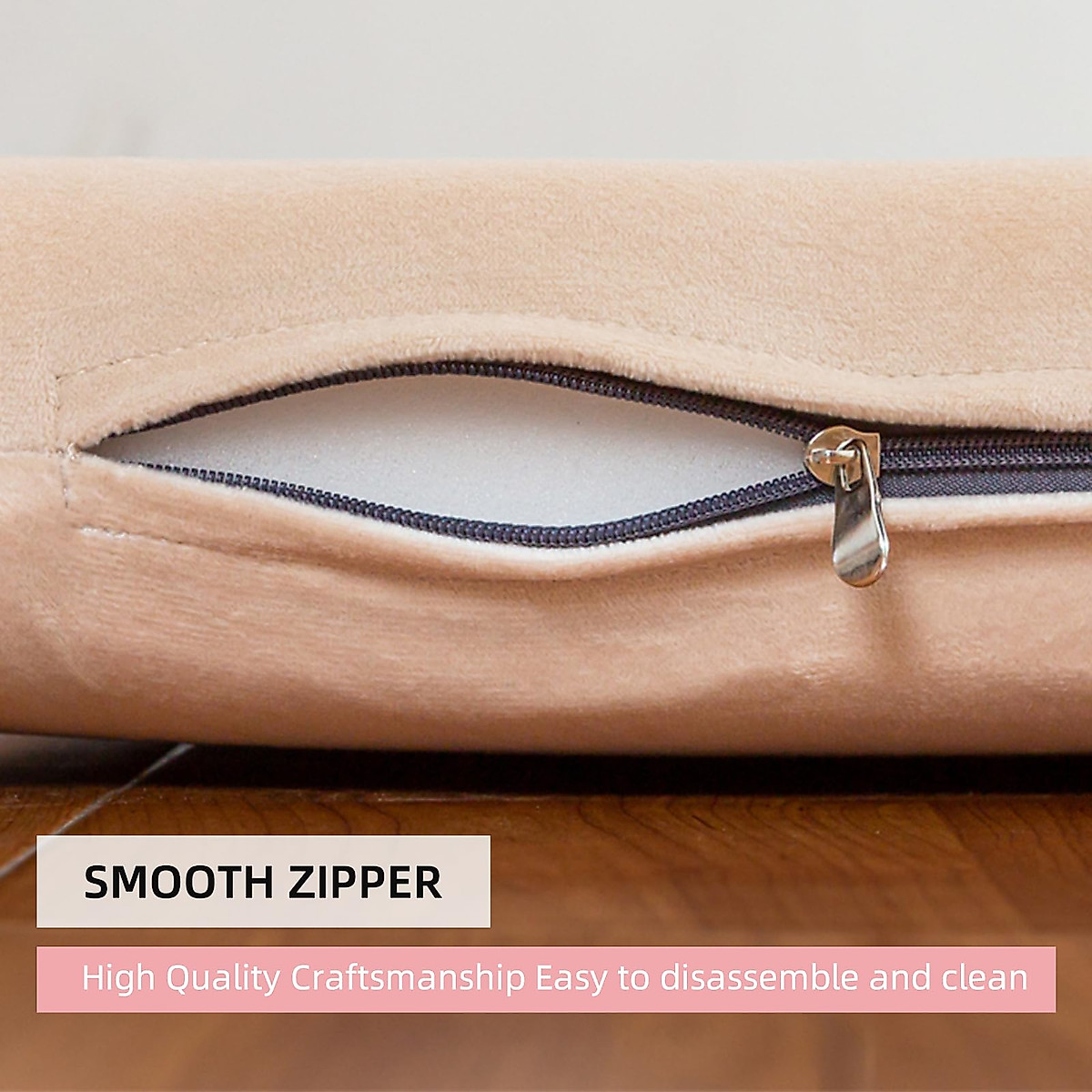 LUXMARS Glider Rocker Replacement Cushions with Storage, 5 PCS, Soft Velvet Cotton Thickened Washable, Universal for Glider Rocking Chairs Beige