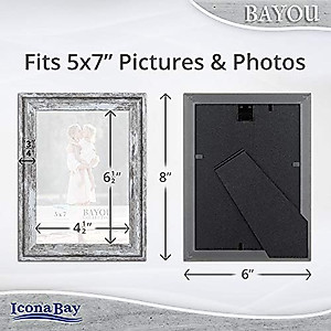 Icona Bay 5x7 Azure Gray Picture Frame, Cape Cod Style 5 x 7 Photo Frame, Table Top or Wall Mount, Bayou Collection
