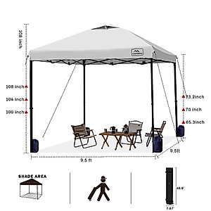 KAMPKEEPER 10x10 Pop Up Commercial Canopy Tent - Waterproof & Portable Outdoor Shade with Adjustable Legs, Air Vent, Carry Bag & Sandbags (WHITE)