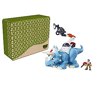 Chomp Squad Playskool Doc Tops and Sam Scrubs, Triceratops Dinosaur Toy and Hero Action Figure, Ambulance Toy for Kids 3 Years and Up