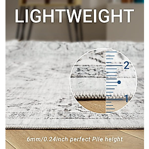 xilixili 8x10 Area Rugs for Living Room - Stain Resistant Anti-Slip Backing Washable Rug,Rugs for Bedroom,Dining Room,Vintage Printed Large Area Rug (Ivory/Gray,8'x10')