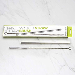 U Konserve - Stainless Steel Straw and Brush, Environment Friendly Alternative to Plastic Straws, Durable Stainless Steel, With Handy Straw Brush (Set of 2)