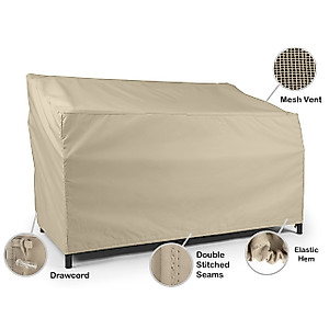 Covermates Outdoor Sofa Loveseat Cover - Water Resistant Polyester, Drawcord Hem, Mesh Vents, Seating and Chair Covers, 56W x 34D x 38H, Khaki