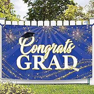 XtraLarge, Congrats Grad Banner 2023-72x44 Inch | Graduation Banner for Class of 2023 Decorations | Congratulations Banner, Blue Graduation Party Decorations 2023 | Graduation Decorations 2023