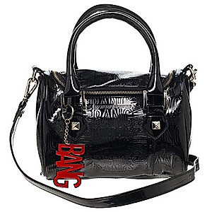 Womens Black Harley Quinn Comic Book Villain Barrel Handbag