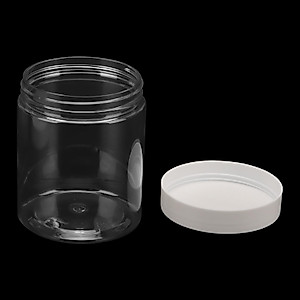 SOUJAP 24 Pack 8oz Plastic Jars with White Lids Bulk, 250ml Empty Clear Storage Slime Containers for Kitchen and Household Food Storage of Dry Goods